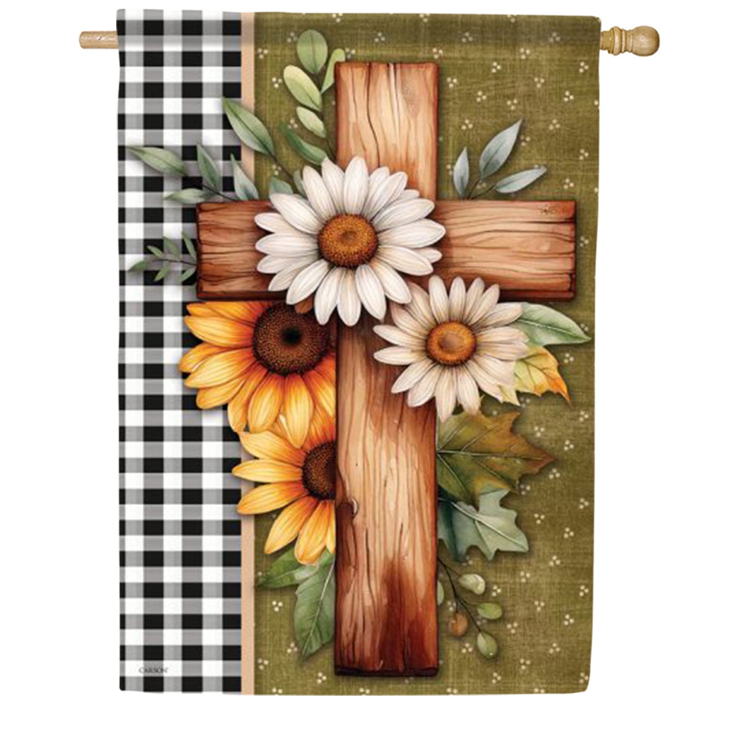 Carson Fall Cross House Flag, 28 x 40 inch Double Sided, Rustic Wooden ...