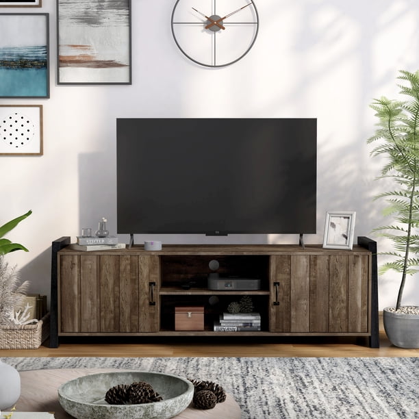 Carson Farmhouse Reclaimed Oak 66-inch 6-Shelf TV Stand - Walmart ...