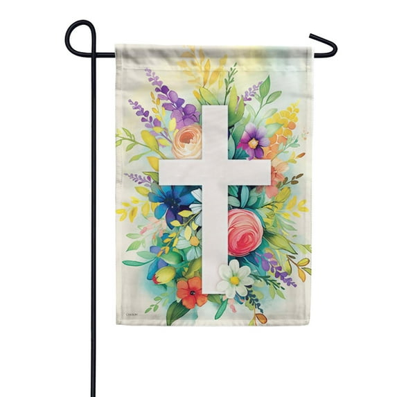 Carson Floral Cross Garden Flag, 12.5 x 18 inch Double Sided, Spring ...
