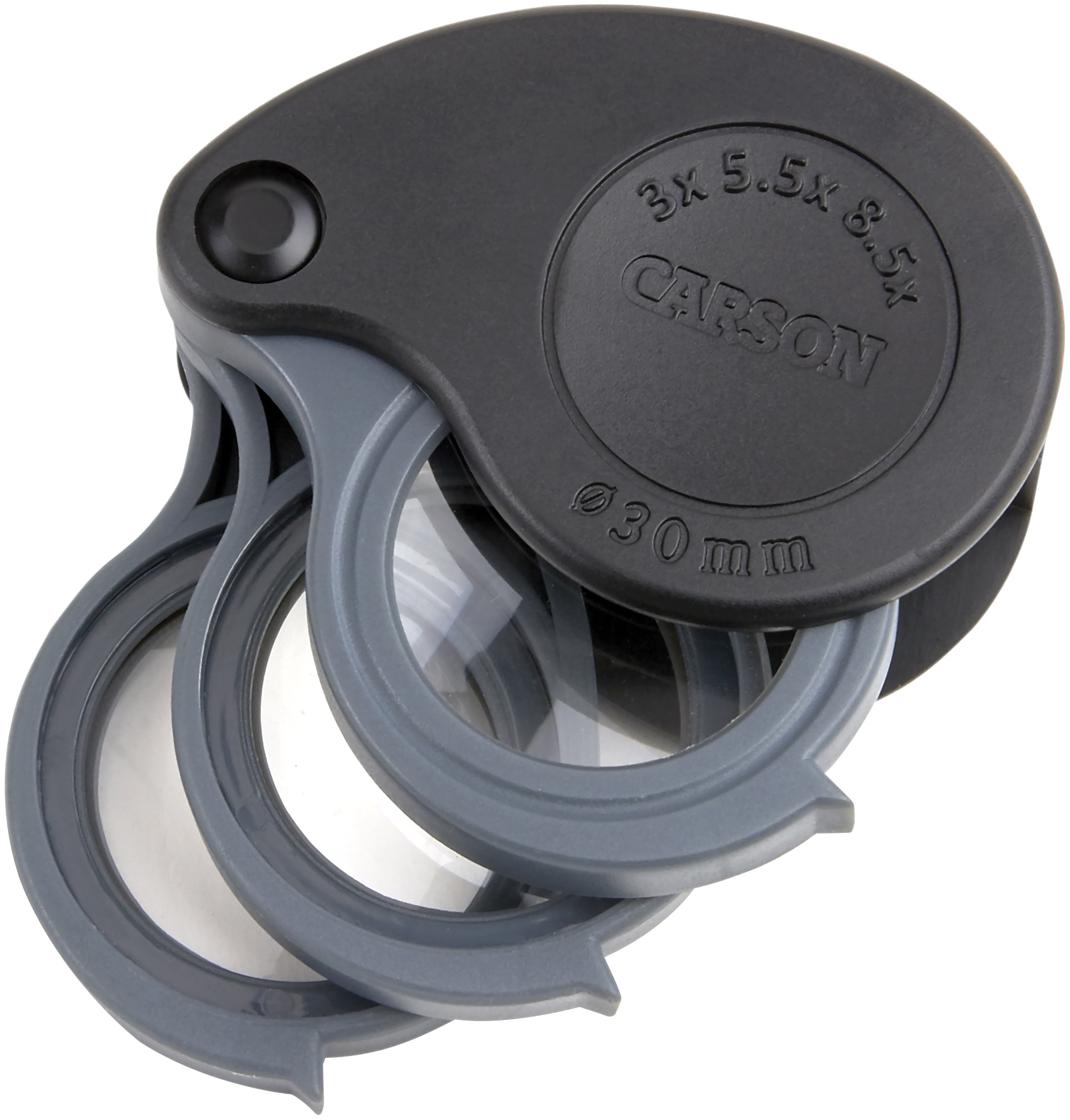 Carson TriView 3X/5.5X/8.5X Folding Loupe Magnifier, Magnifying Glass ...