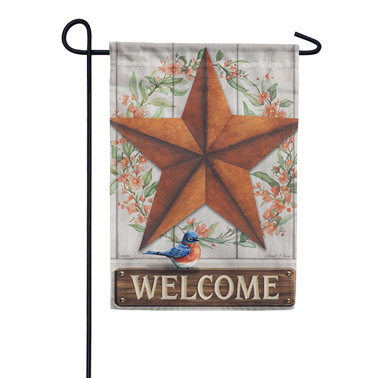 Carson Garden Flag - Barnstar & Bluebird, Double Sided 12.5 x 18 inches ...