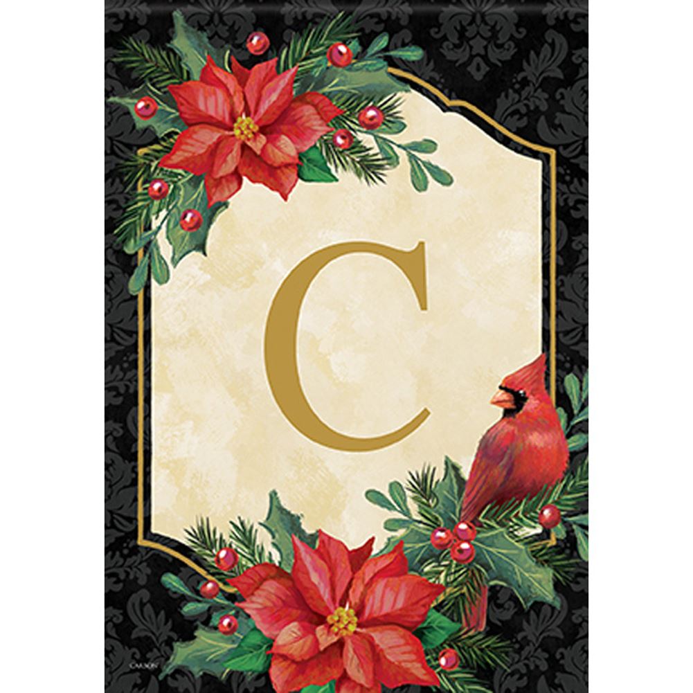 Carson Garden Flag - Poinsettia Cardinal Monogram C - Walmart Business ...