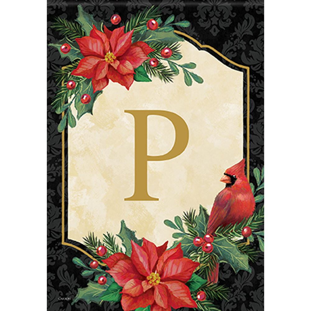 Carson Garden Flag - Poinsettia Cardinal Monogram P - Walmart.com