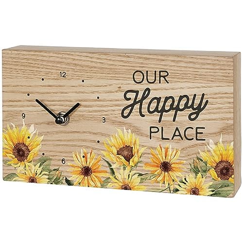 Carson Happy Place Desk Clock, 5-inches Height, Wood, Home, Home Décor ...