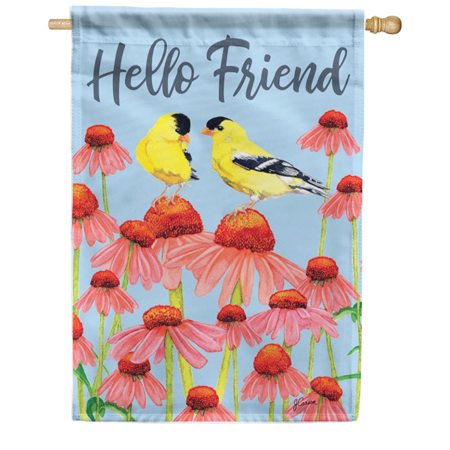 Carson Hello Friend Goldfinch House Flag, 28 x 40 inch Double Sided ...
