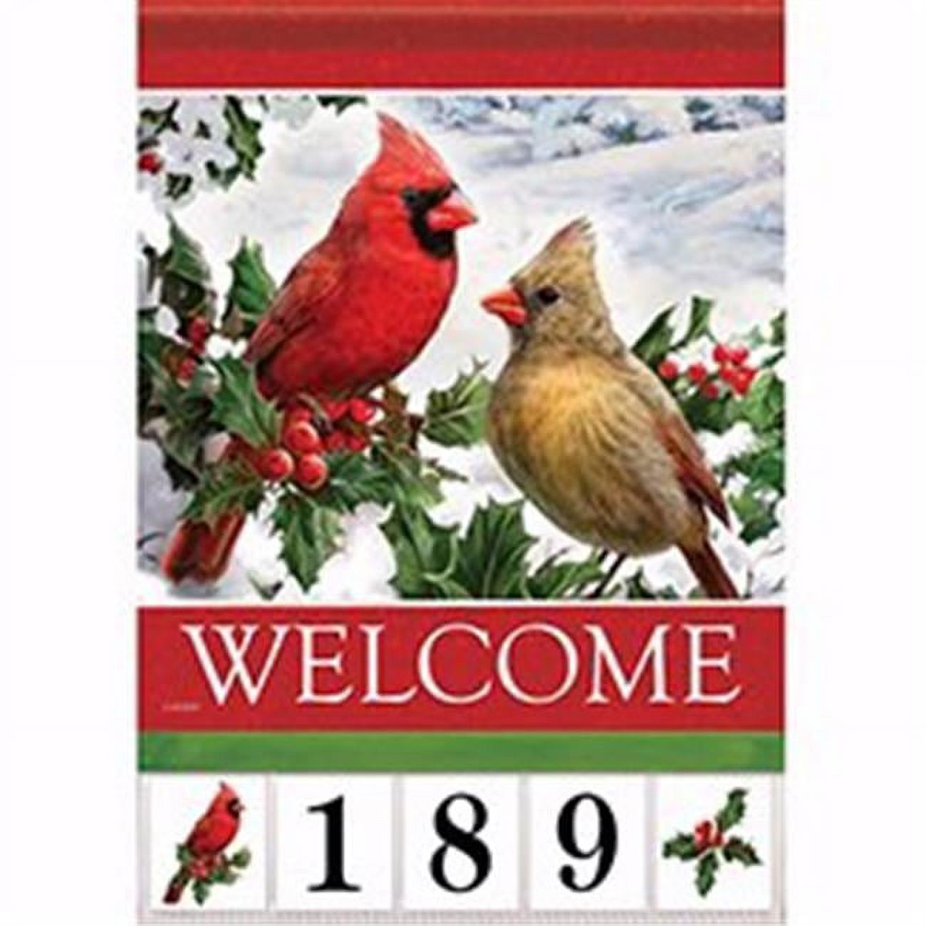Carson Home Accents 168444 Cardinals & Holly Address Flag - 12.5 x 18 ...