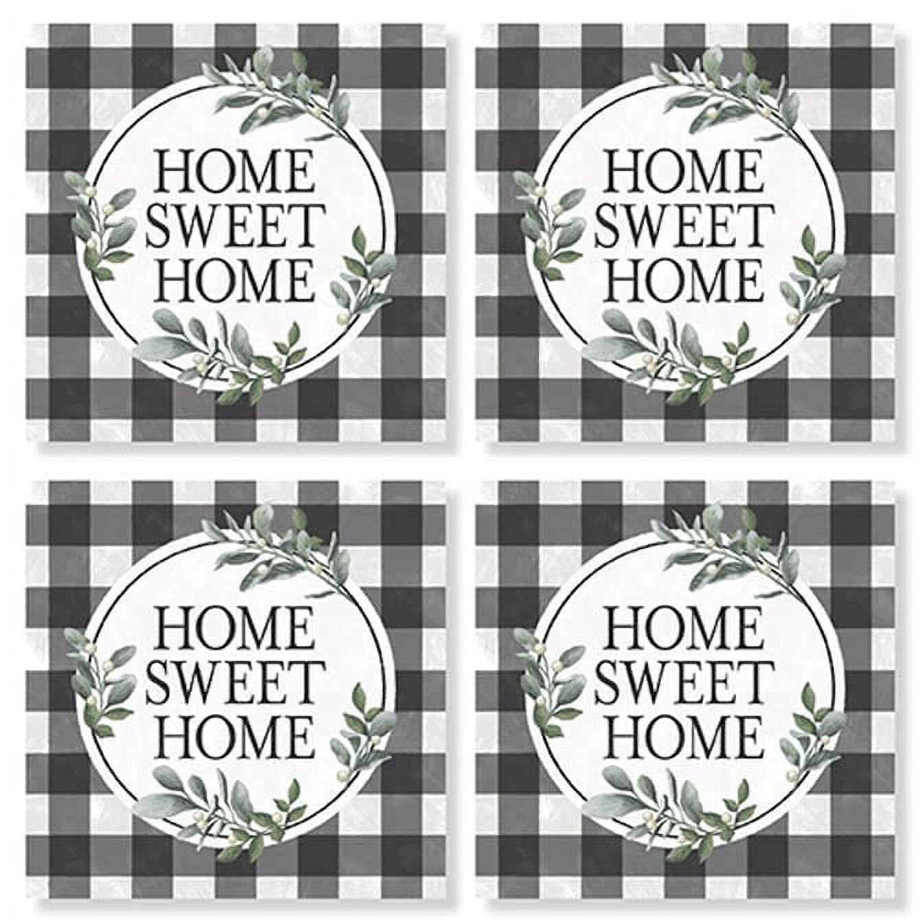 Carson Home Buffalo Plaid Home Sweet Home House Coaster, 4-inch Square ...