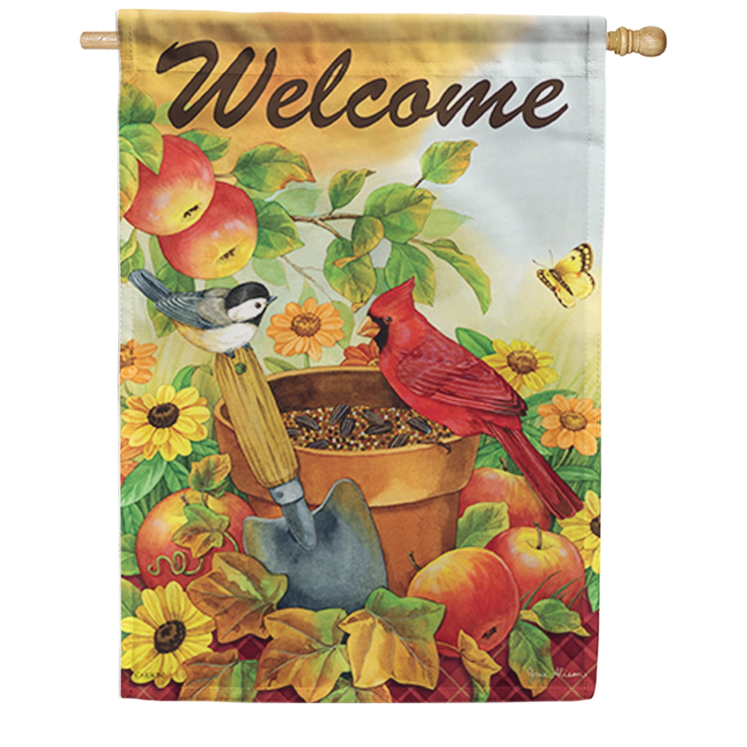Carson House Flag - Apples & Ivy, Dura Soft Double Sided House Flag, 28 ...