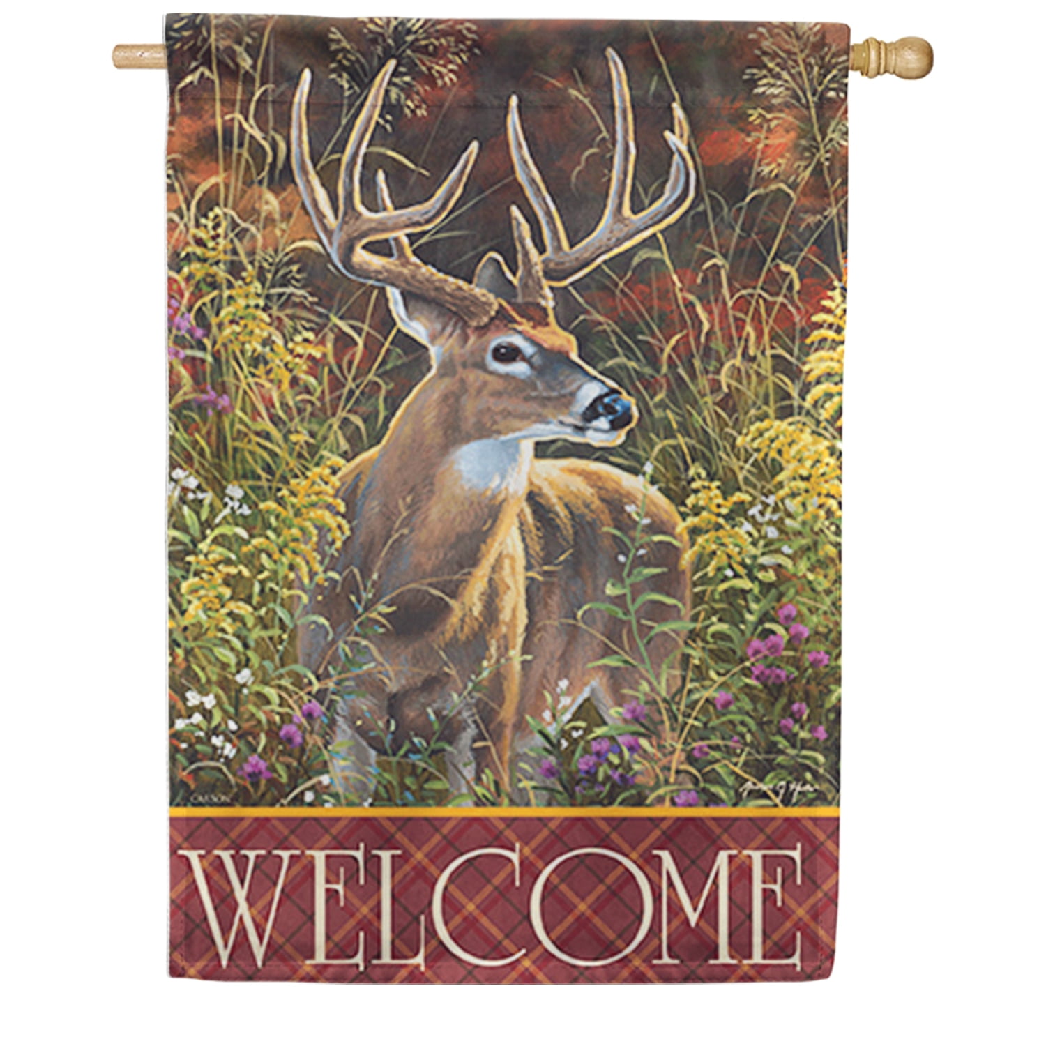Carson House Flag - Beautiful Buck, Dura Soft Double Sided House Flag ...