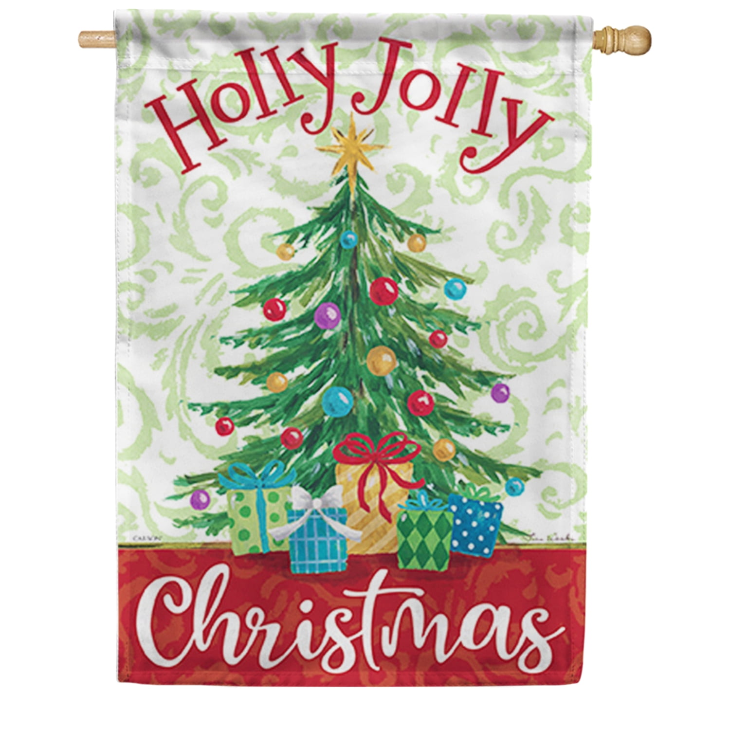 Carson House Flag - Holly Jolly Tree, Dura Soft Double Sided House Flag ...