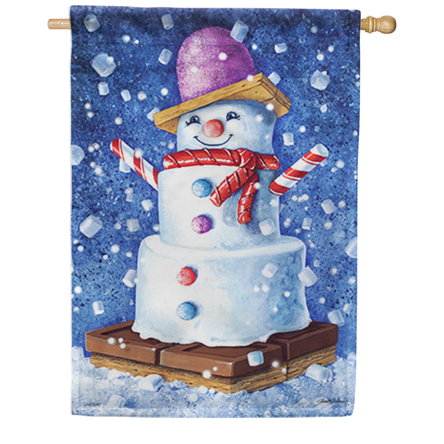 Carson House Flag - S'More Snow Please, Dura Soft Double Sided House ...
