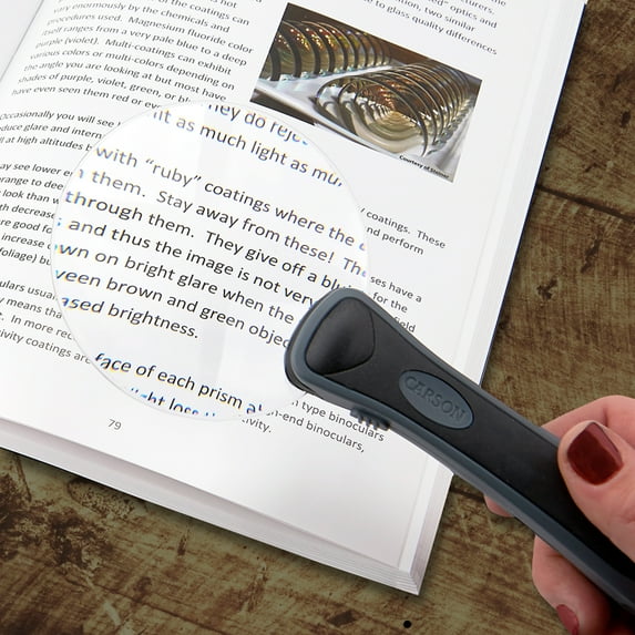 Carson LED Lighted Reading Magnifying Glass, 2x Power Rimless Acrylic ...