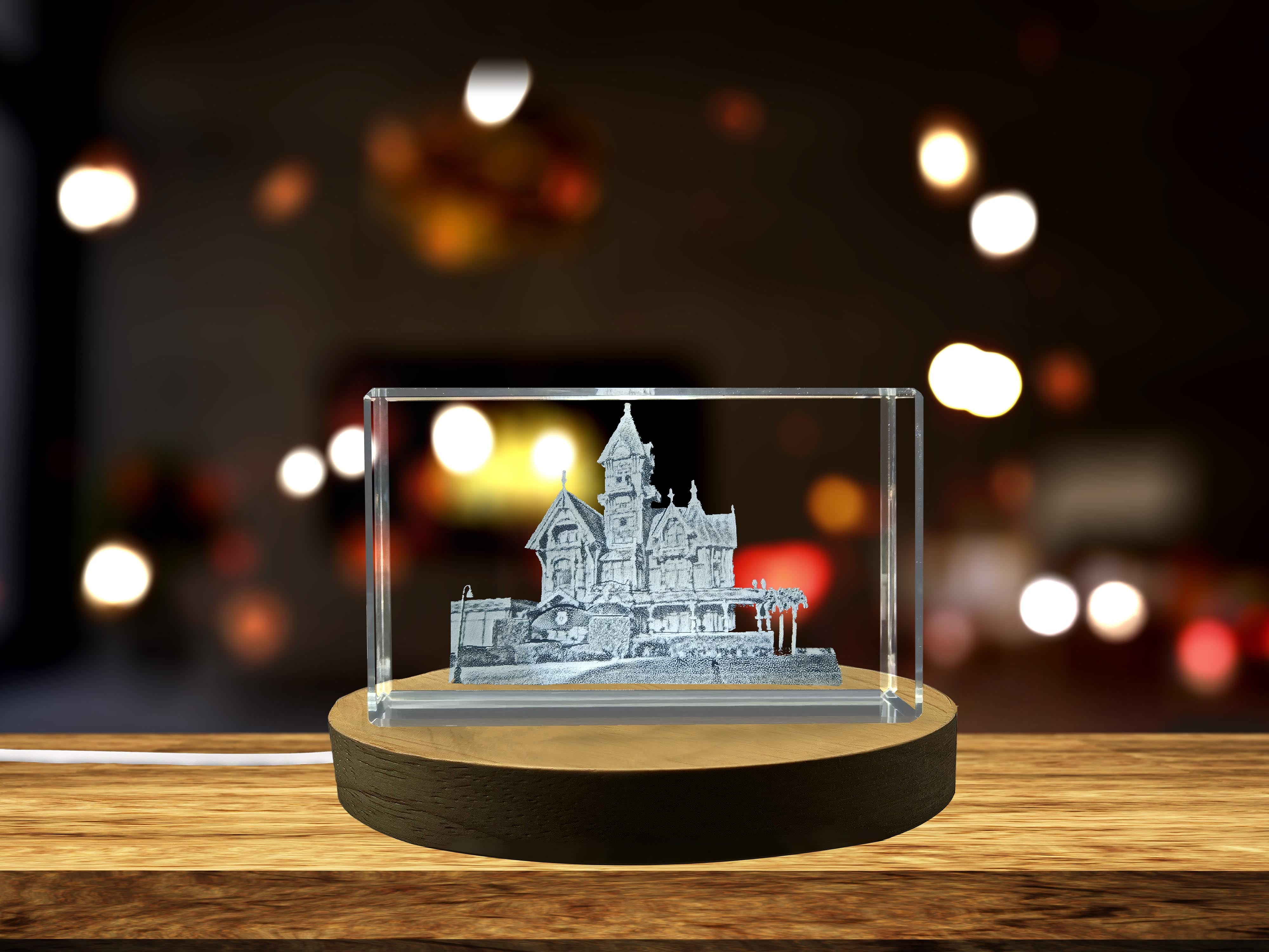 Carson Mansion 3D Engraved Crystal Decor Captivating Architectural Gift ...