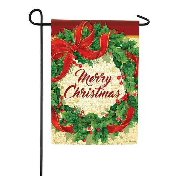 Carson Merry Christmas Holly Wreath Garden Flag, 12.5 x 18 inch Double ...