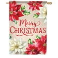 Carson Merry Christmas Poinsettia House Flag, 28 x 40 inch Double Sided ...