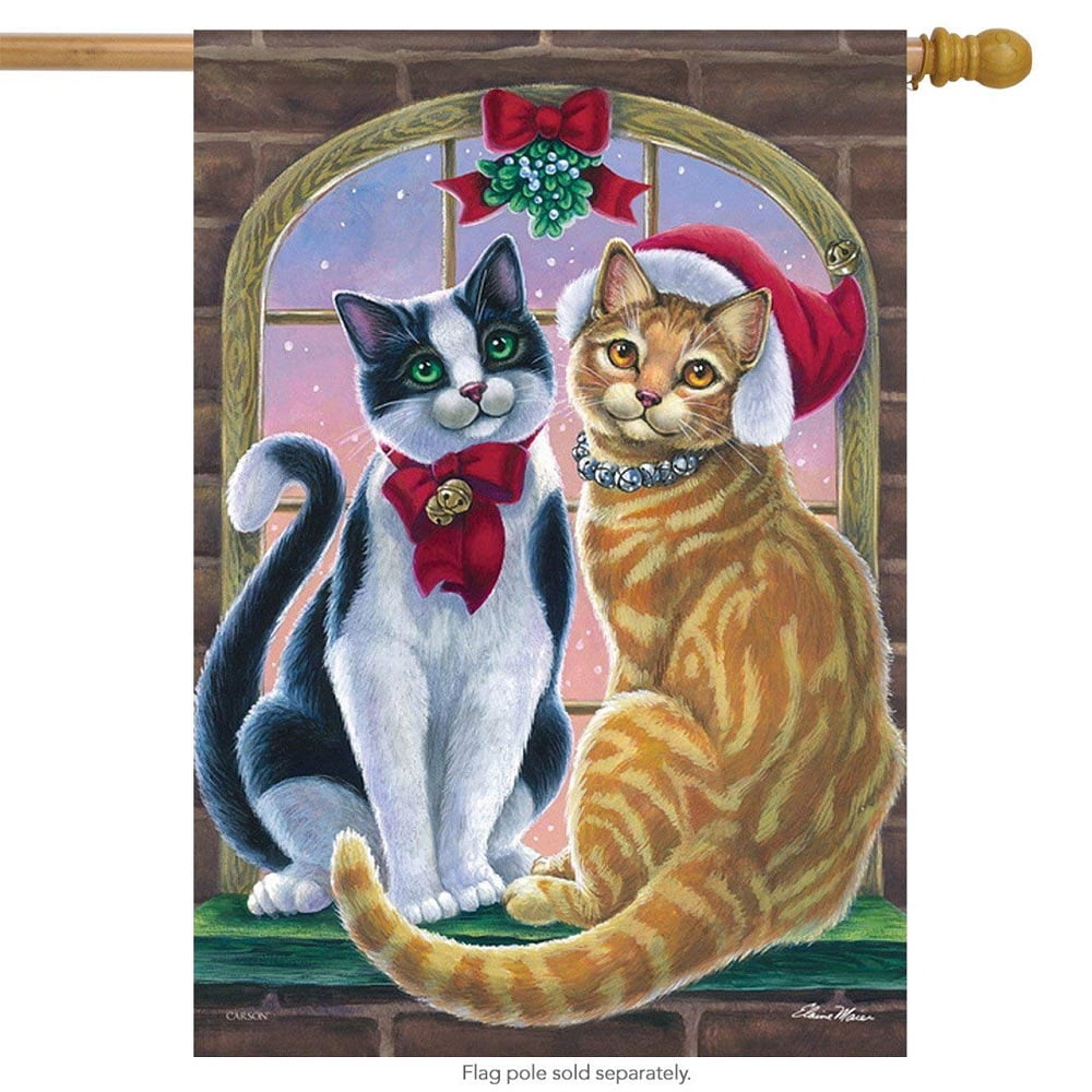 Christmas Mistletoe Cats Flag 2 Sided House Banner - Walmart.com