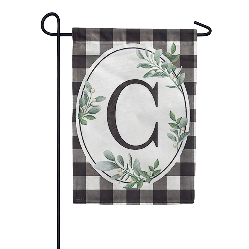 Carson Monogram Garden Flag - Buffalo Check C, 12.5x 18 Inch Outdoor ...