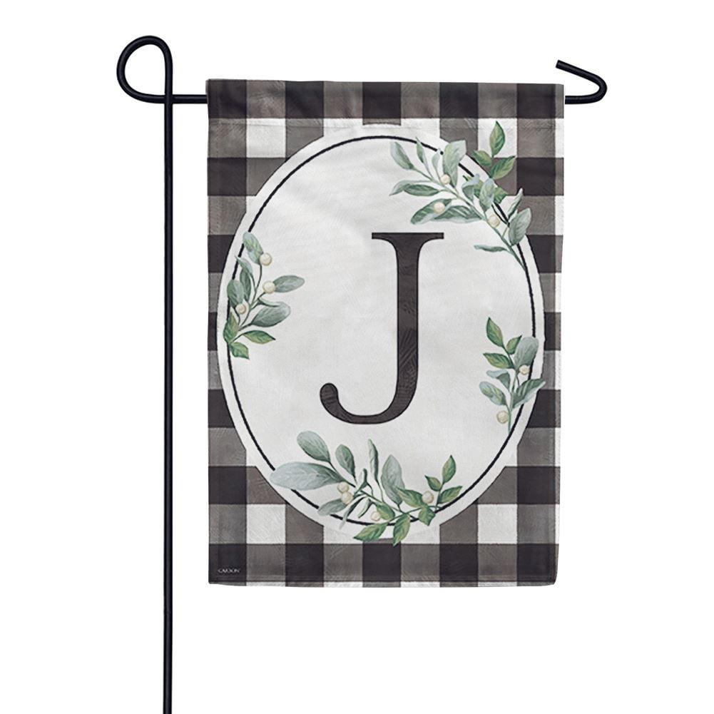 Carson Monogram Garden Flag - Buffalo Check J, 12.5x 18 Inch Outdoor ...