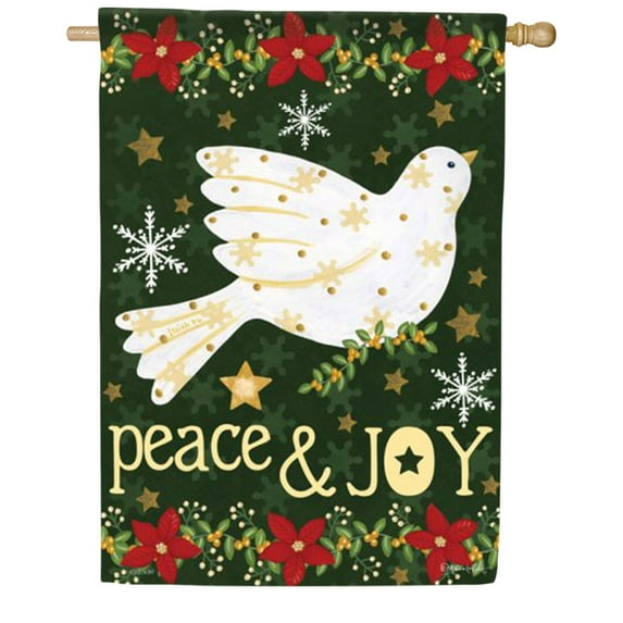Carson Peace Joy Dove House Flag, 28 x 40 inch Double Sided, White Bird ...