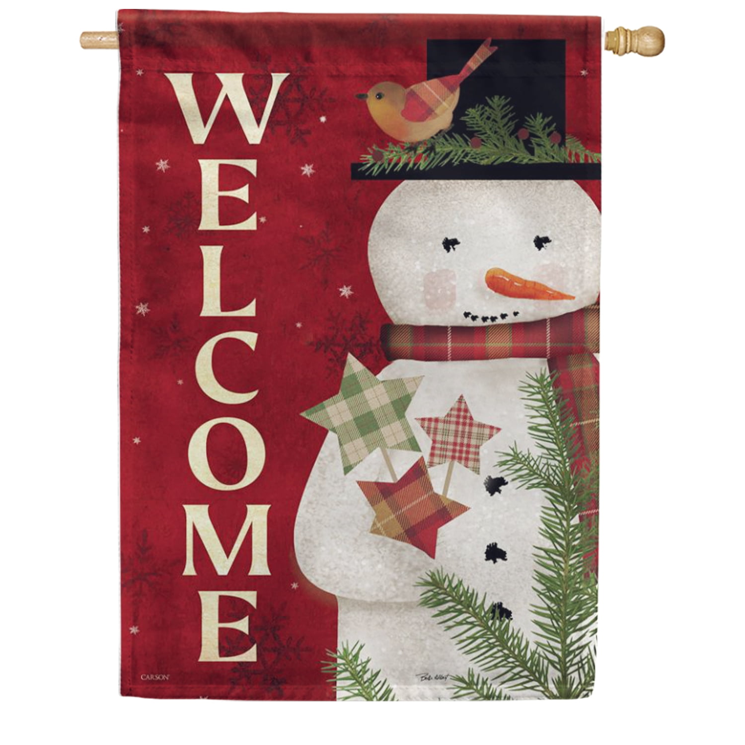 Carson Primitive Snowman House Flag, 28 x 40 inch Double Sided ...