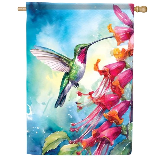 Carson Ruby Throated Hummingbird Fuchsia House Flag, 28 x 40 inch ...
