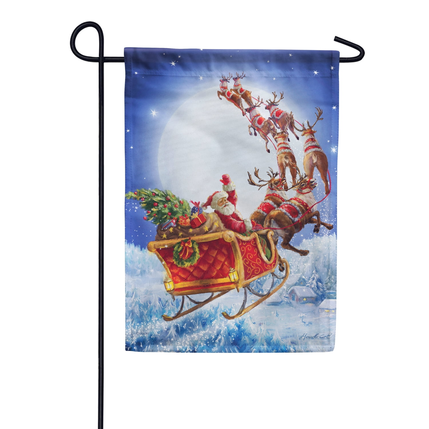 Carson Santa Sleigh House Flag, 28 x 40 inch Double Sided, Christmas ...