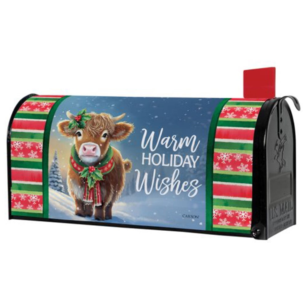 Carson Season's Greeting Cow Mailbox Cover, Fits Standard 6.5 x 19 inch ...