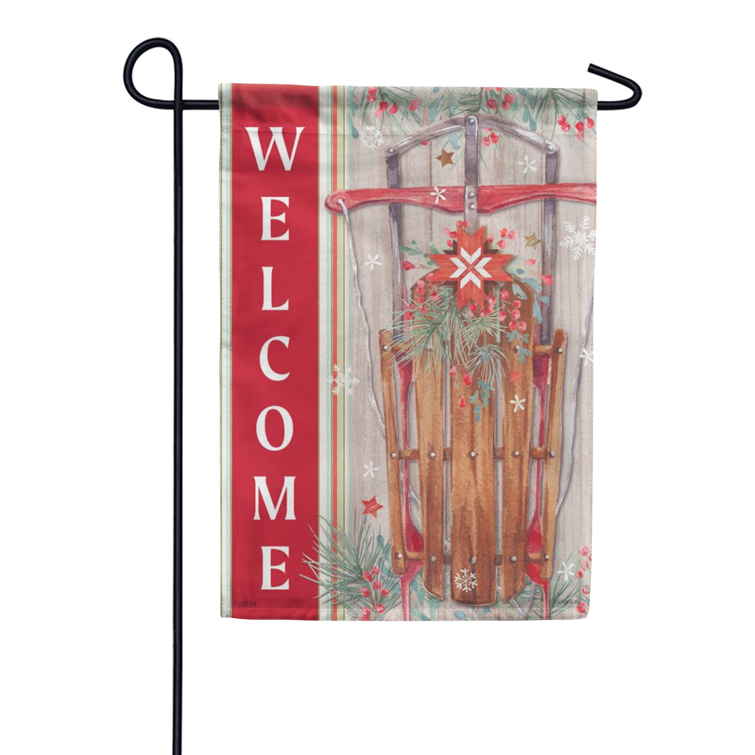 Carson Sled Garden Flag, 12.5 x 18 inch Double Sided, Winter Welcome ...