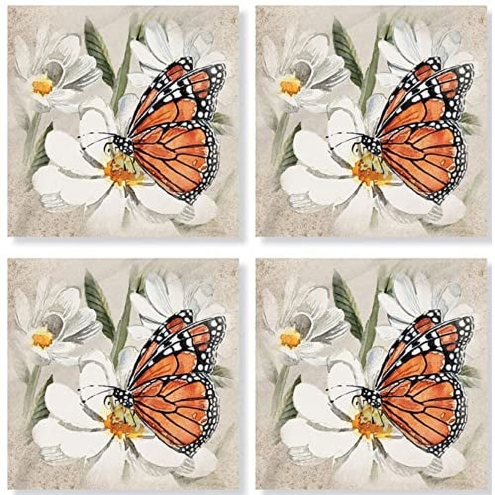 Carson Stoneware Coasters with Cork Back 4 Piece, Decorative Home ...