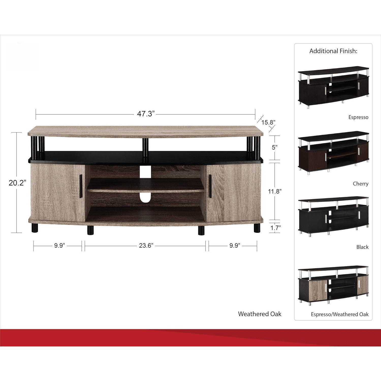 Carson TV Stand for TVs up to 50", Black (1195496PCOM) - Walmart.com
