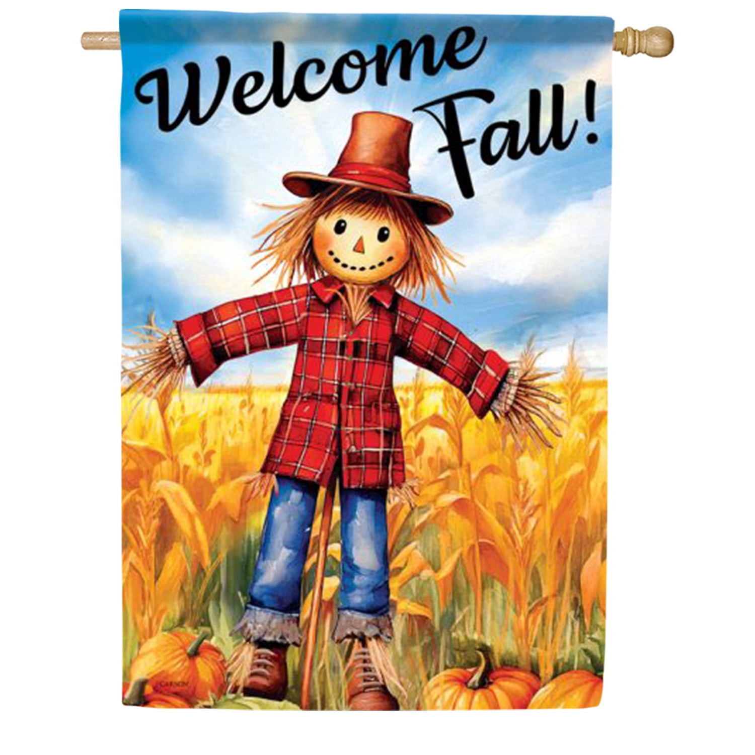 Carson Welcome Scarecrow House Flag, 28 x 40 inch Double Sided, Harvest ...