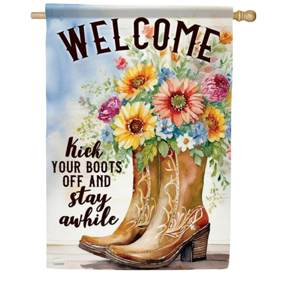 Carson Western Boots Sunflower House Flag, 28 x 40 inch Double Sided ...