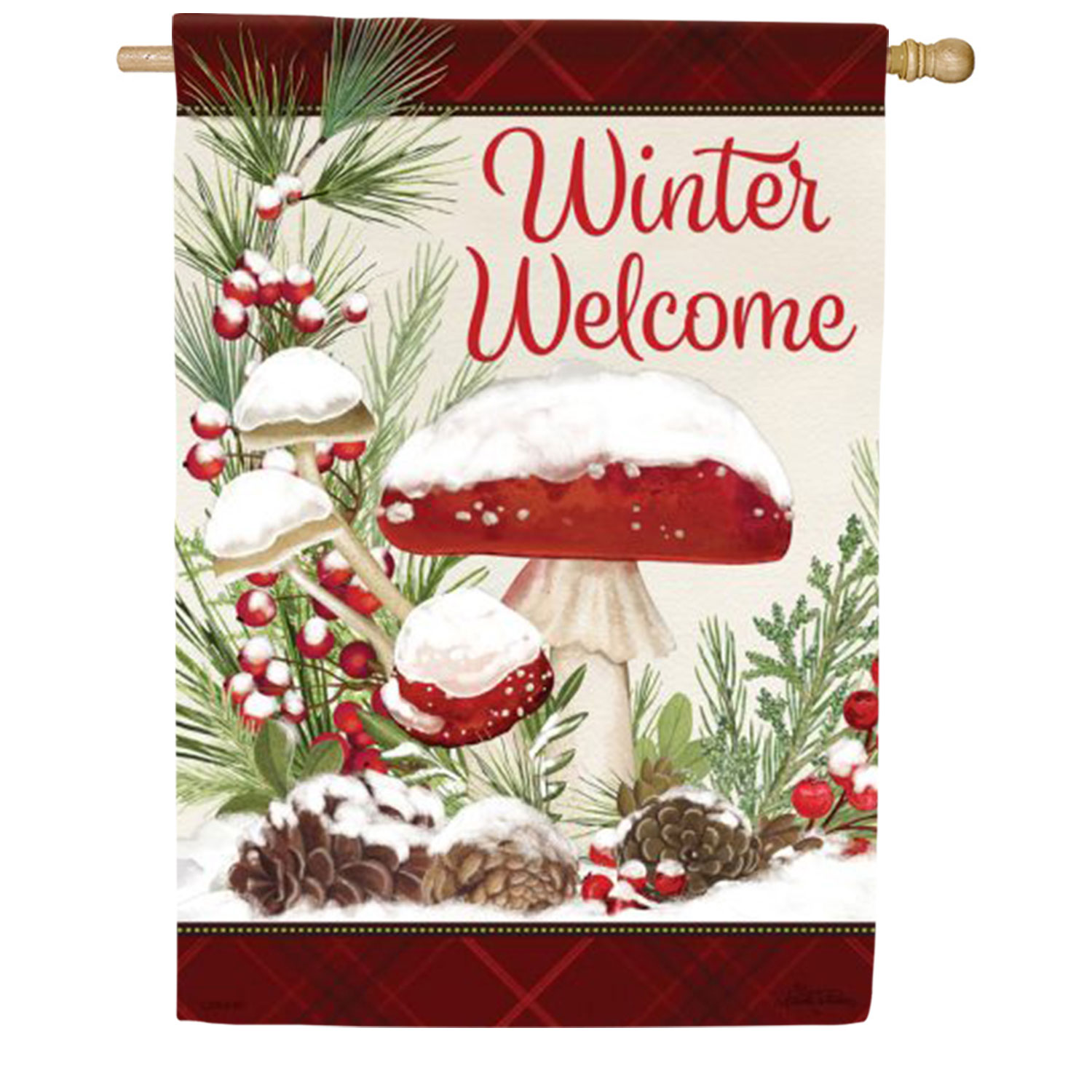 Carson Winter Mushroom House Flag, 28 x 40 inch Double Sided, Winter ...