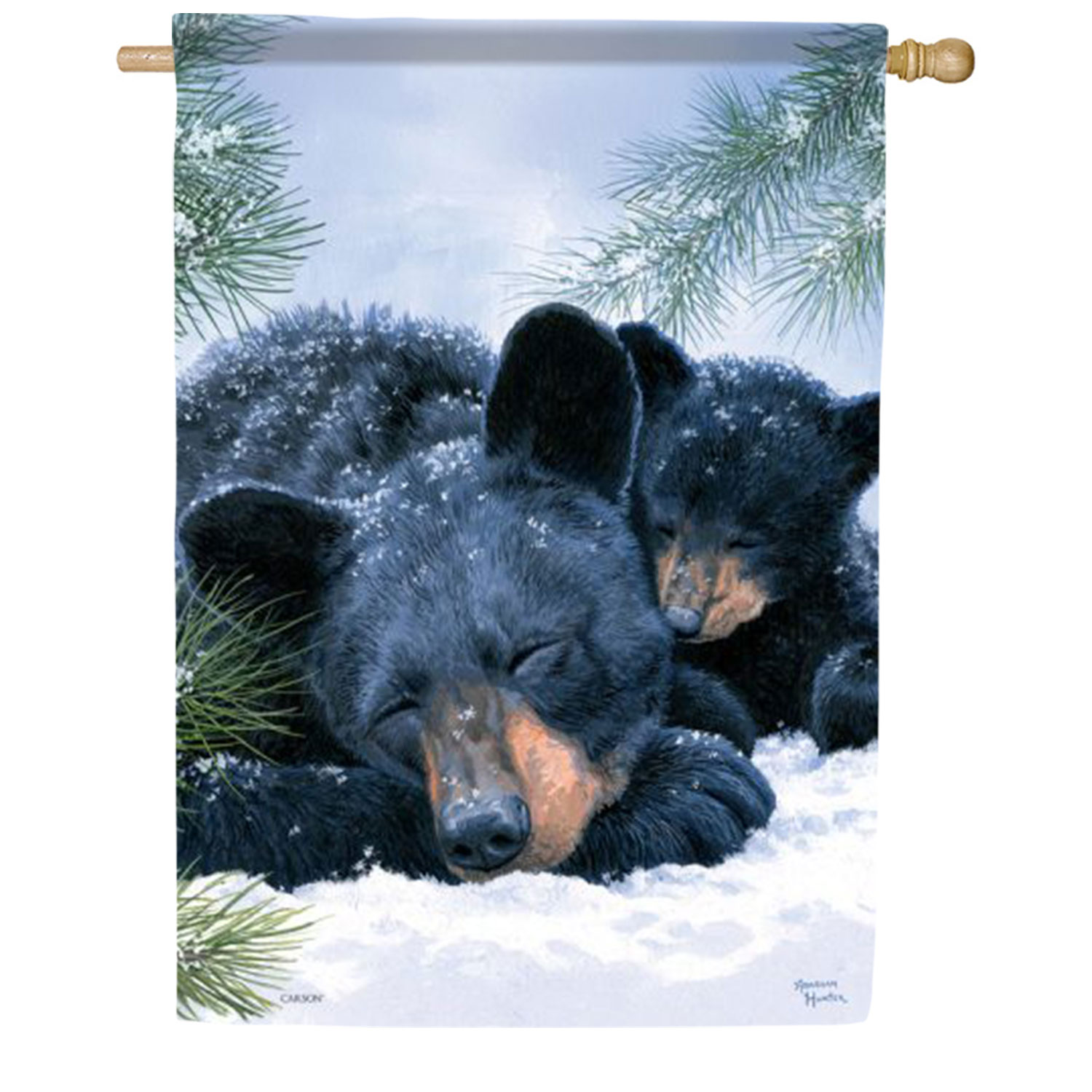 Carson Winter Nap House Flag, 28 x 40 inch Double Sided, Bear ...