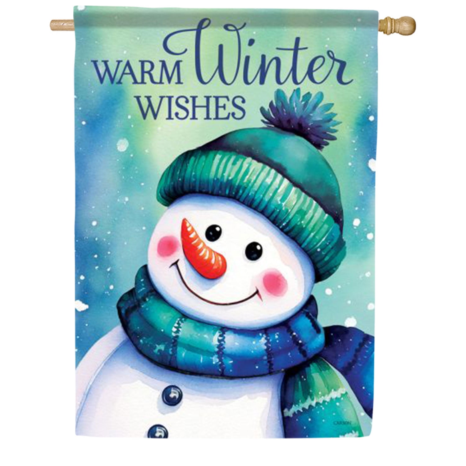 Carson Winter Wishes Snowman House Flag, 28 x 40 inch Double Sided ...