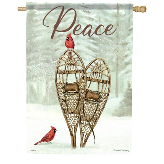 Carson Wooden Snow Shoes House Flag, 28 x 40 inch Double Sided, Peace ...