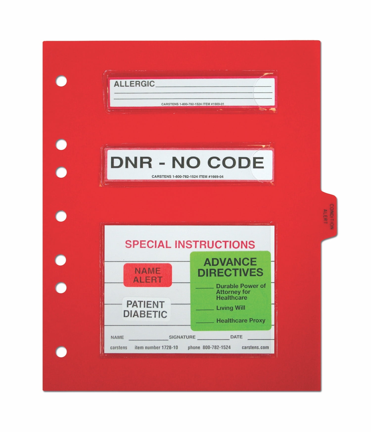 Carstens - Heavy Duty Condition Alert Plastic Ring Binder Dividers ...