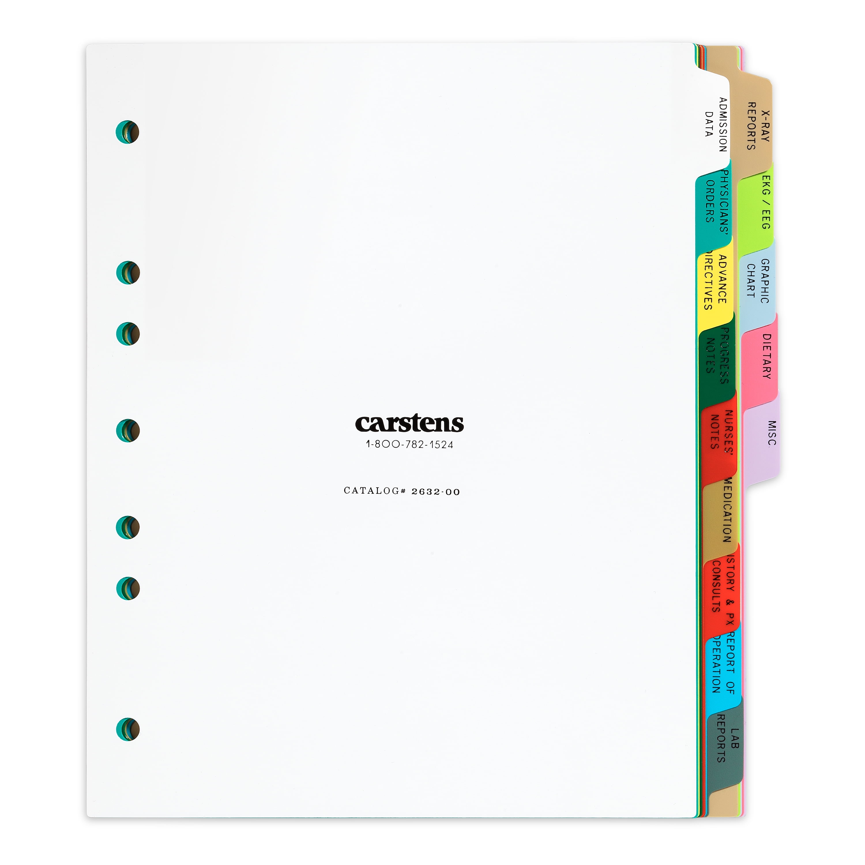 Carstens Heavy Duty Plastic Hospital Divider Set, 14-Tab, Multi-Color ...