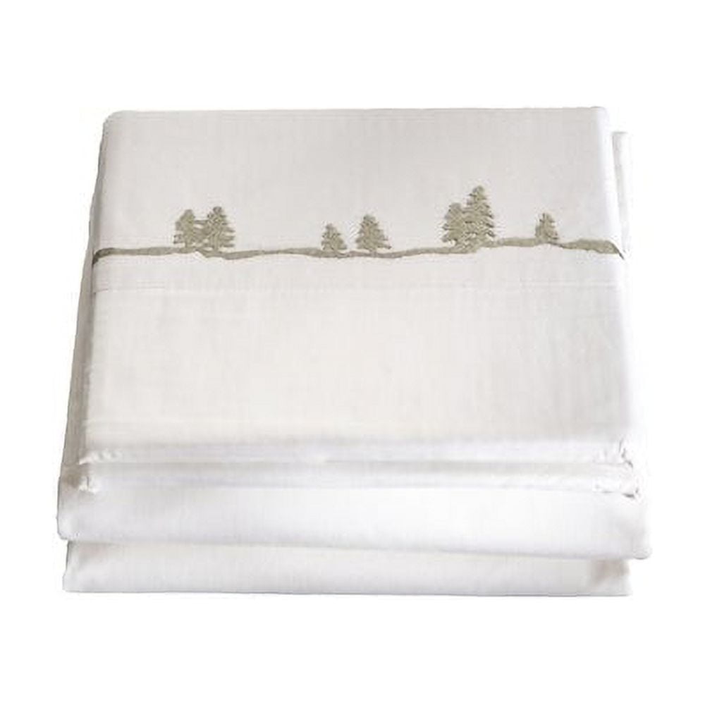 Carstens Inc. 4 Piece Embroidered Pines Printed 200 Thread Count 100% ...