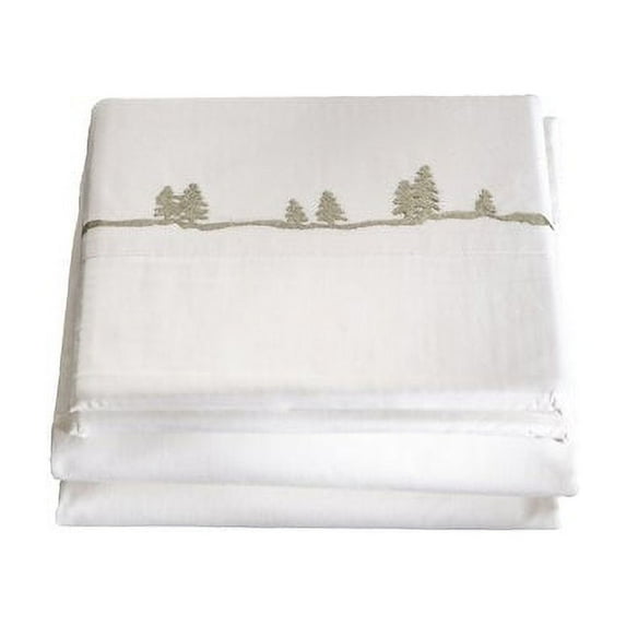 Carstens Inc. 4 Piece Embroidered Pines Printed 200 Thread Count 100% ...