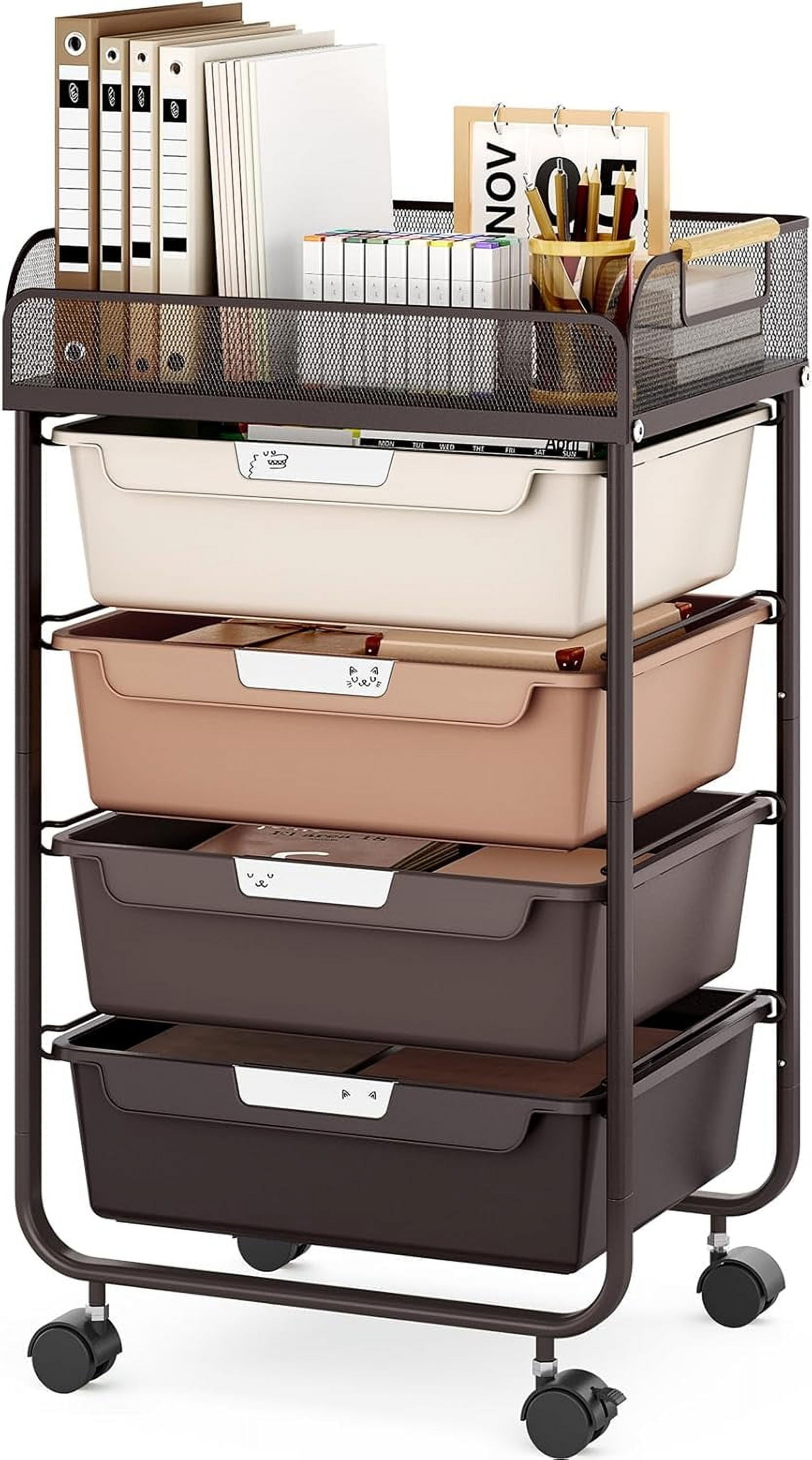 Cart with 4 Drawers,4 Tiers Rolling Utility Cart Craft Cart,Rolling ...