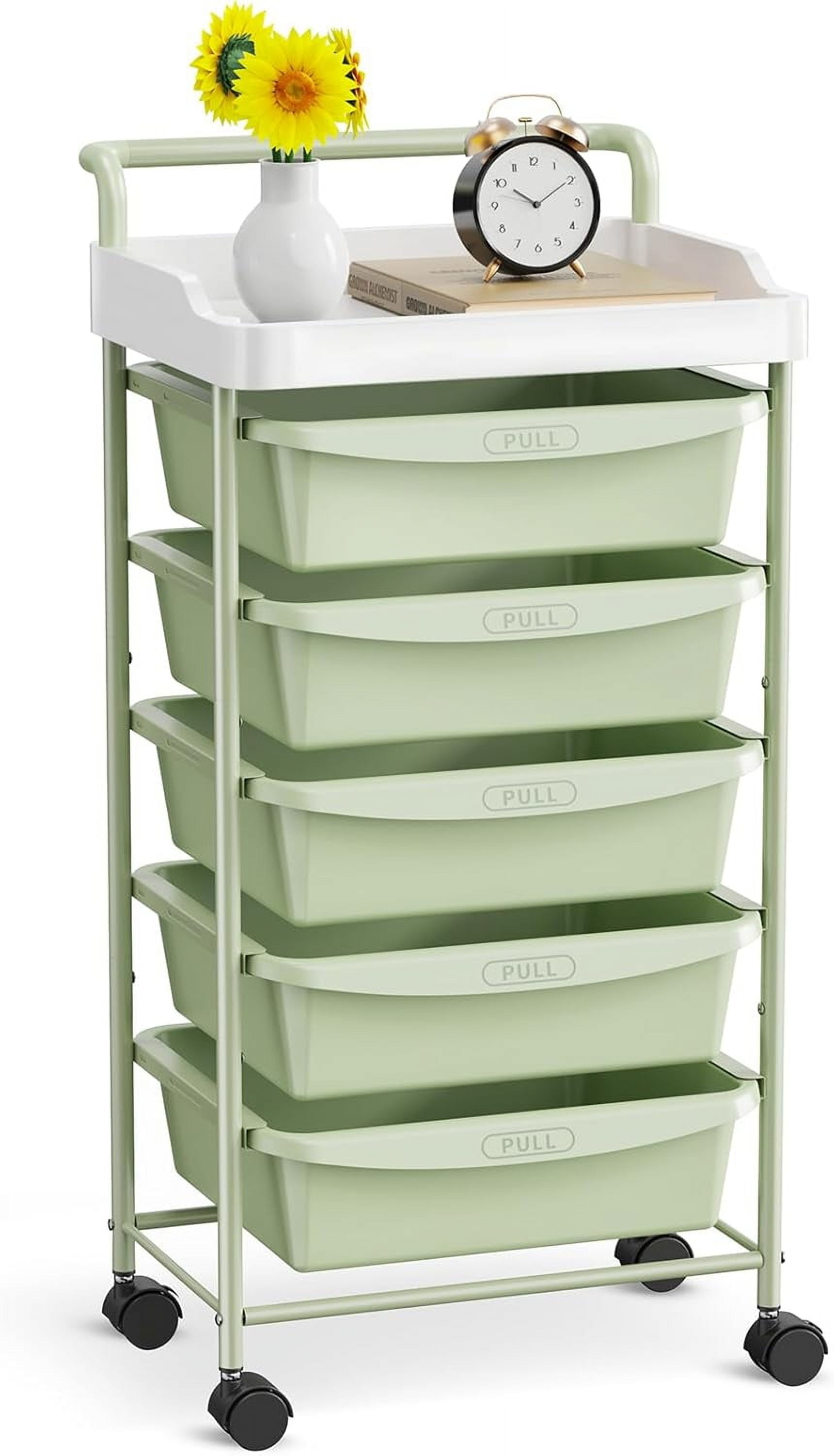 Cart with 5 Drawers, Rolling Cart with Drawers and Tabletop ...