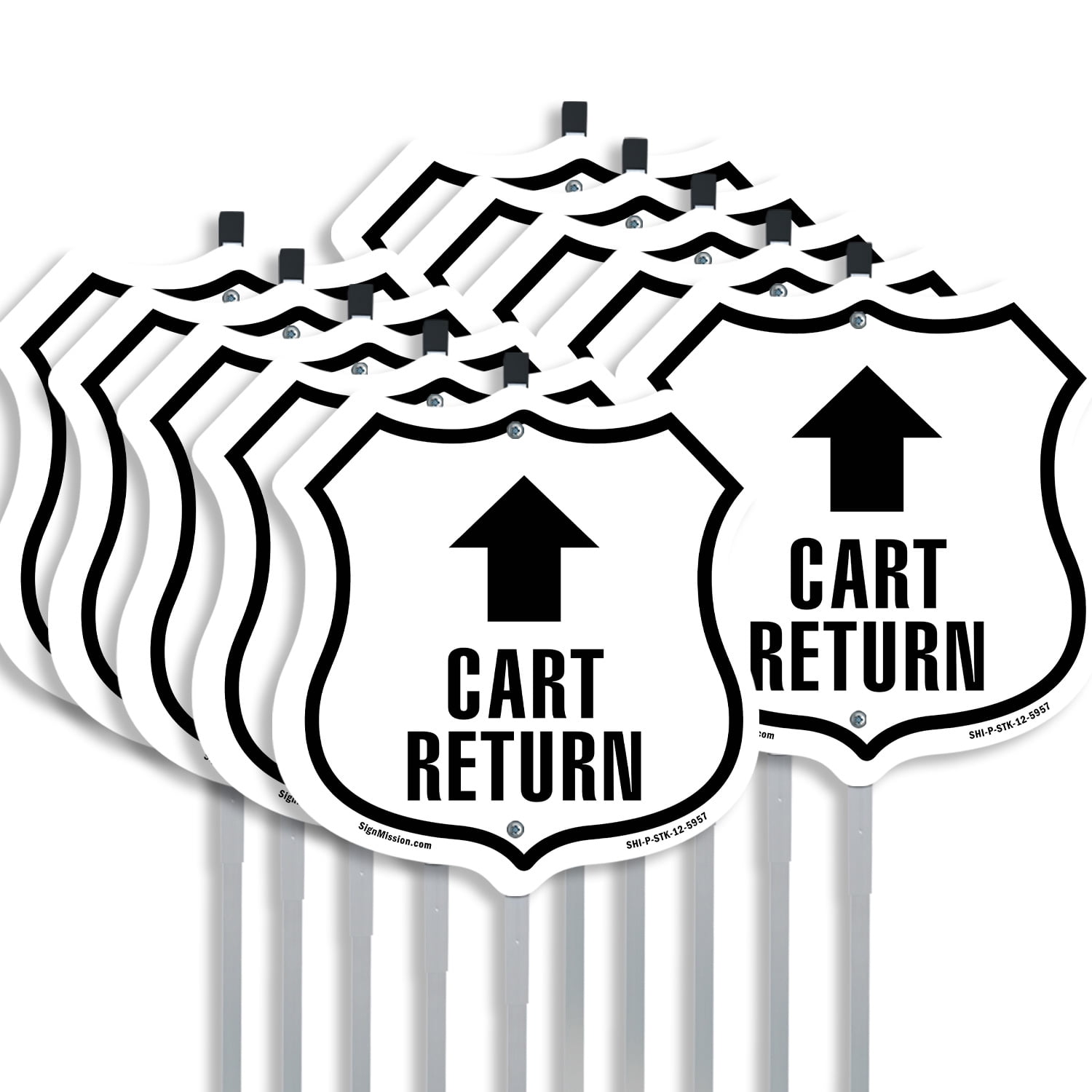 Cart Return Up (10 Pack) 12 inch X 12 inch Shield Shaped Rust-Free ...