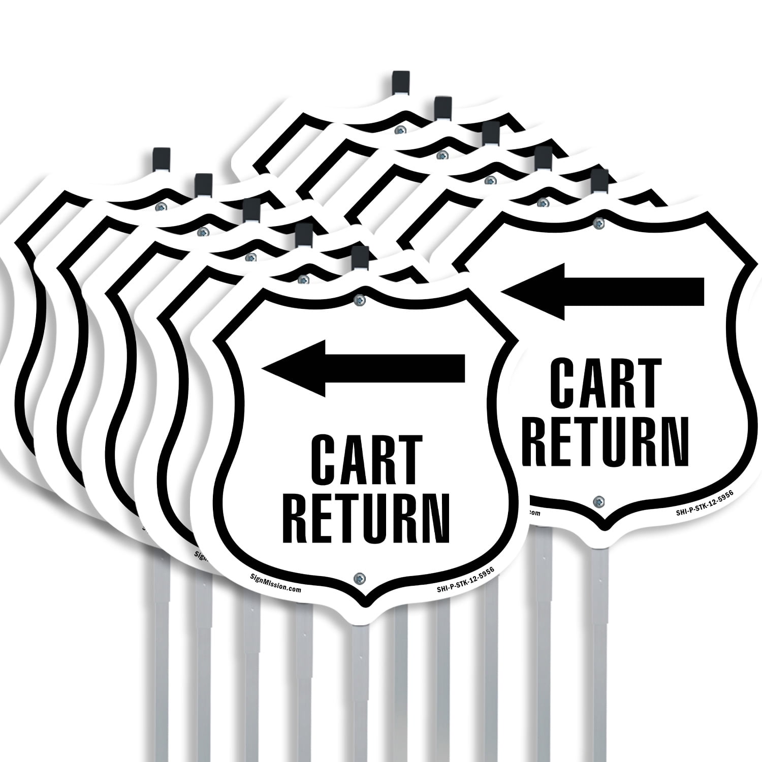 Cart Return Left (10 Pack) 12 inch X 12 inch Shield Shaped Commercial ...
