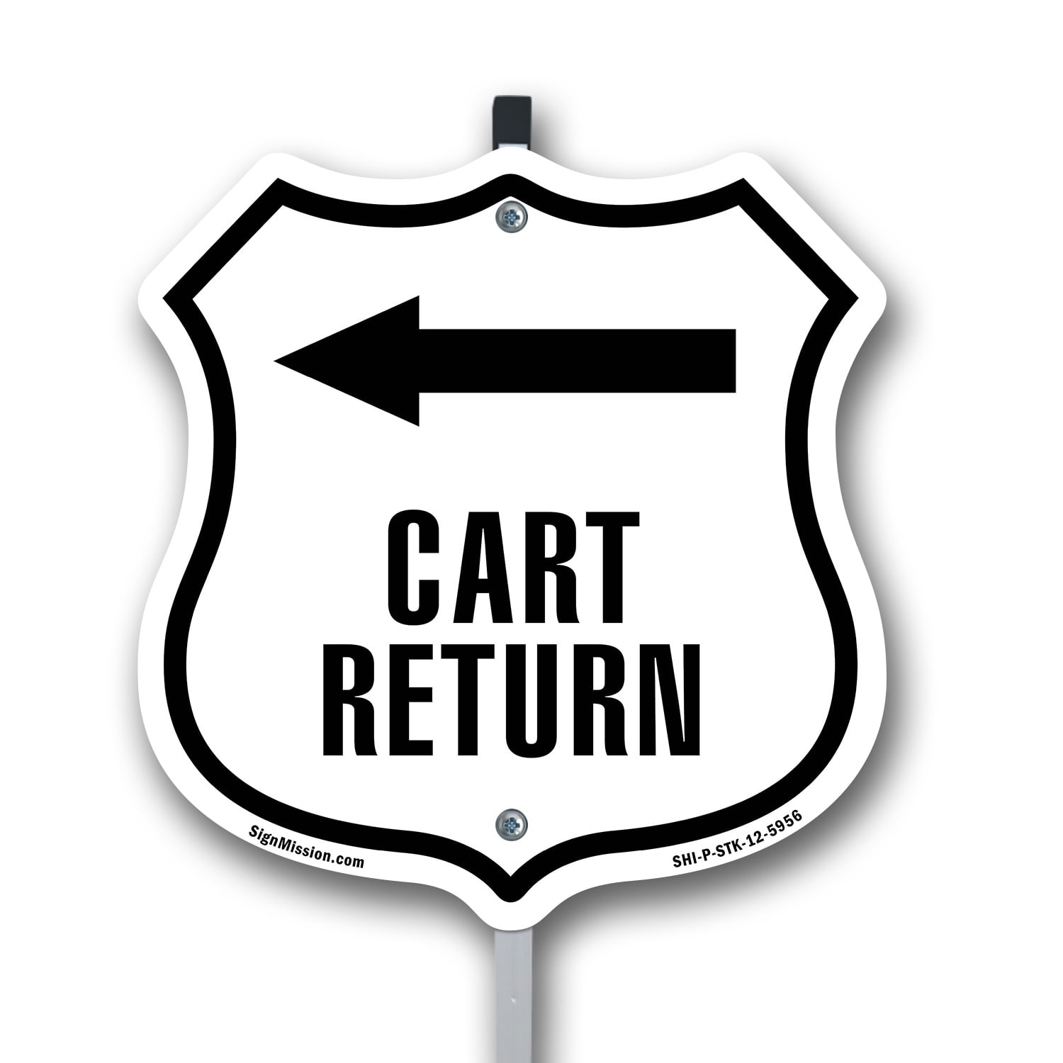 Cart Return Left 12 inch X 12 inch Shield Shaped Rust-Free Aluminum ...