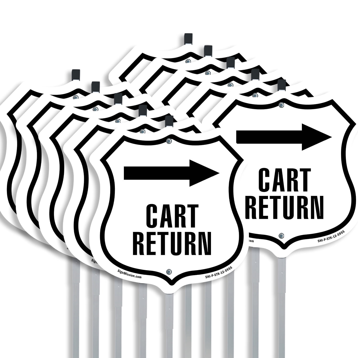 Cart Return Right (10 Pack) 12 inch X 12 inch Shield Shaped Rust-Free ...