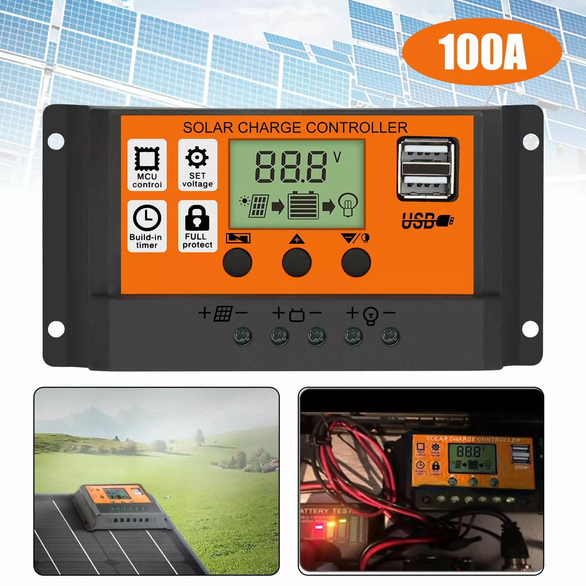 CartSaver 30-100A MPPT Solar Charge Controller 12V 24V Auto Tracking ...