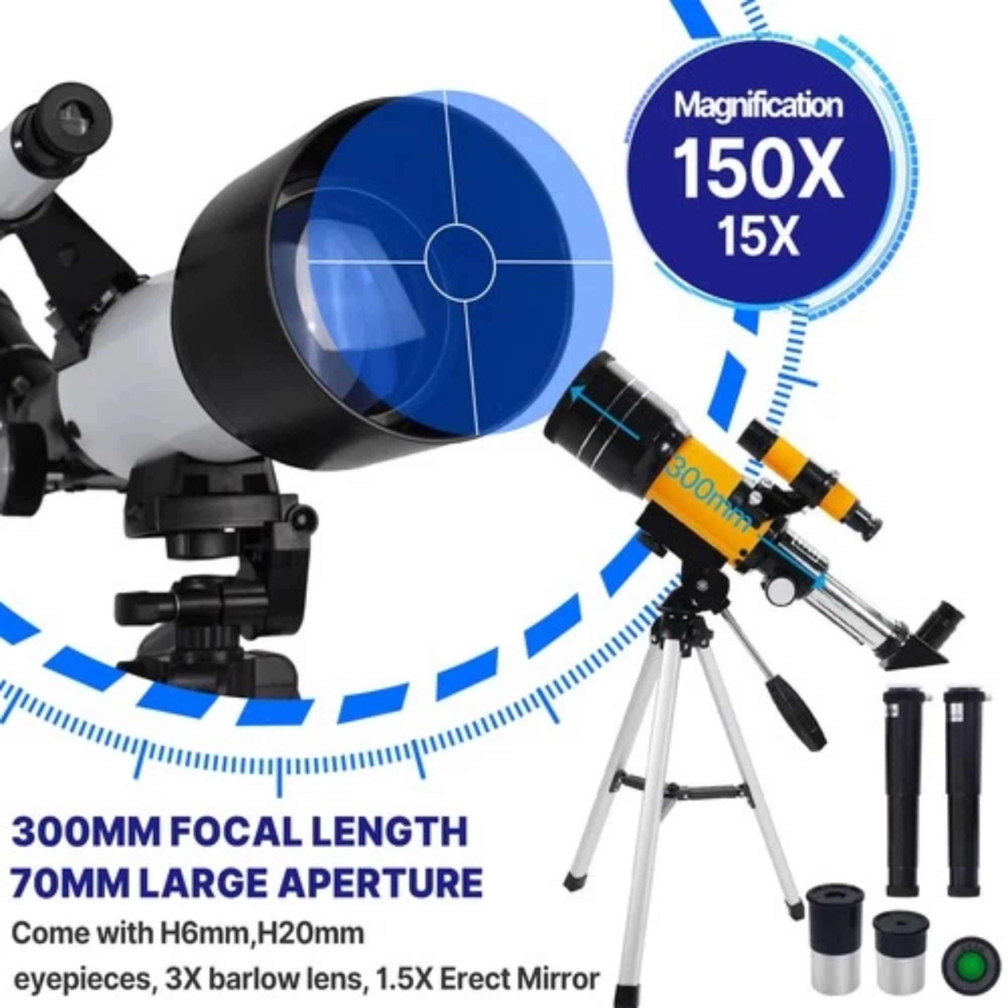 CartSaver High Power Astronomical Telescope with Tripod Lunar Mirror HD ...