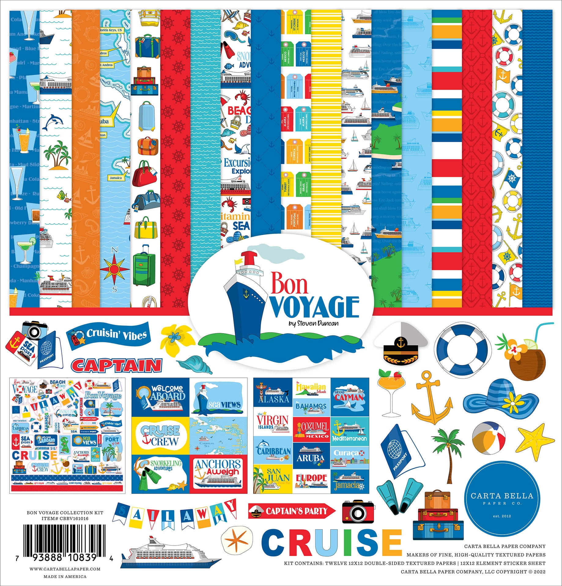 Carta Bella Collection Kit 12"x12" - Bon Voyage - Walmart.com