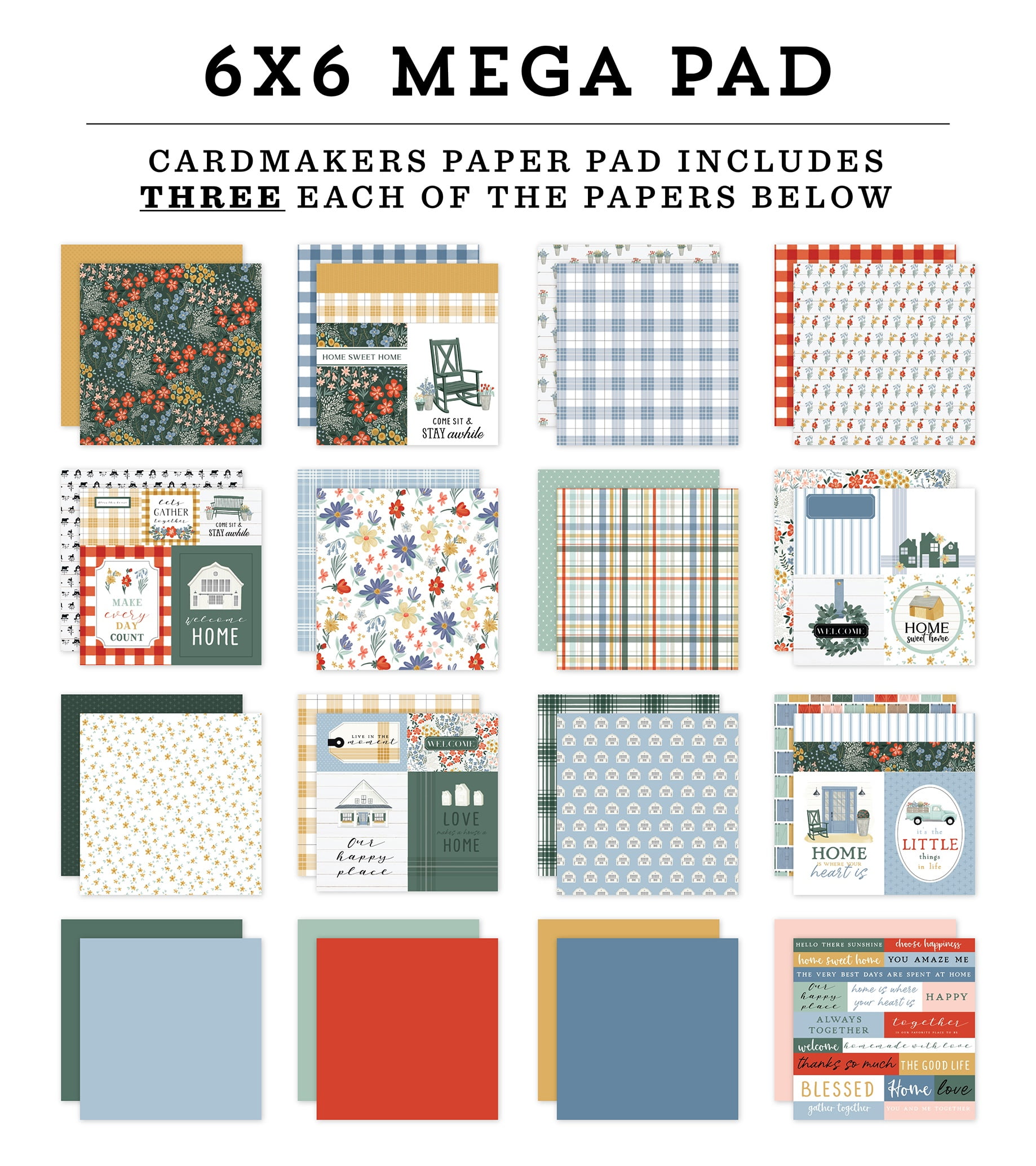 Carta Bella Double-Sided Mega Paper Pad 6"X6" 48/Pkg-Farmhouse Summer ...